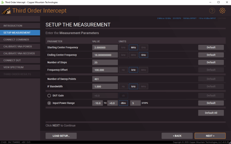 Third Order Intercept - Copper Mountain Technologies
