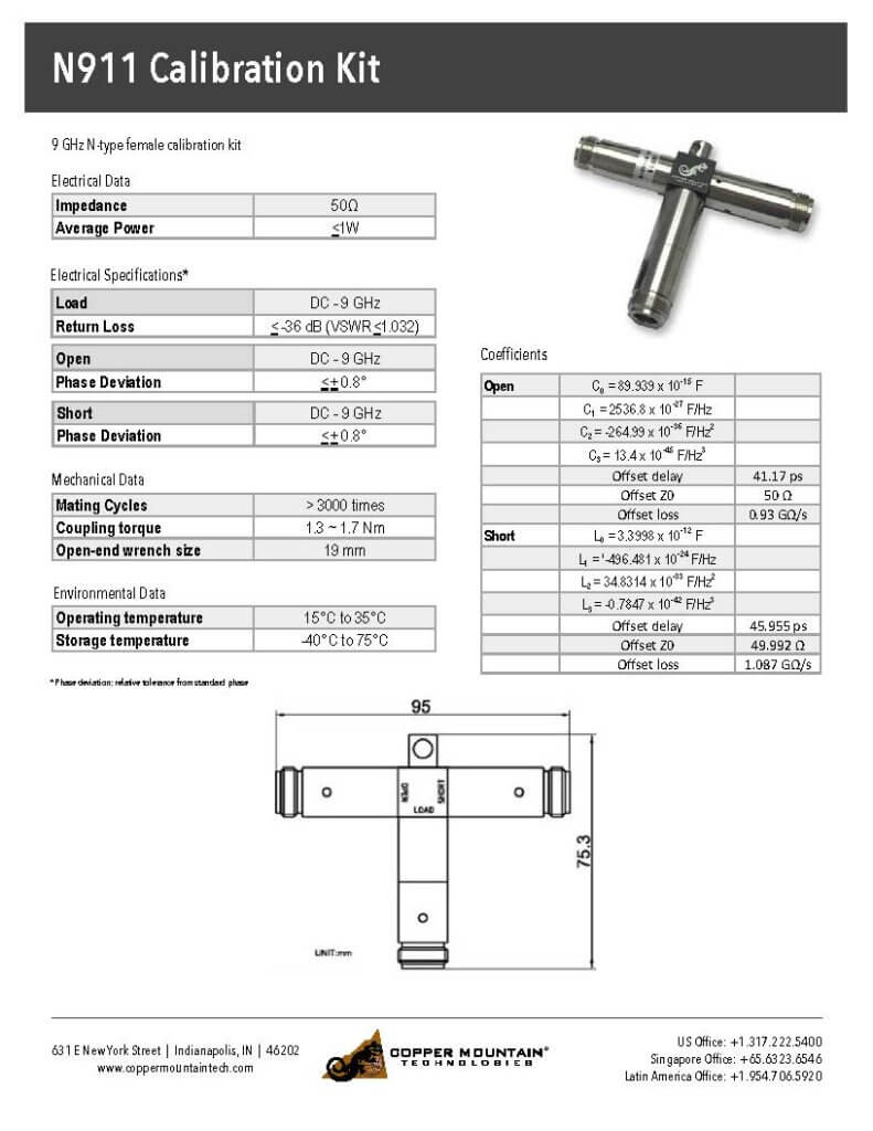N911 Calibration Module Data Sheet - DKM - Copper Mountain Technologies